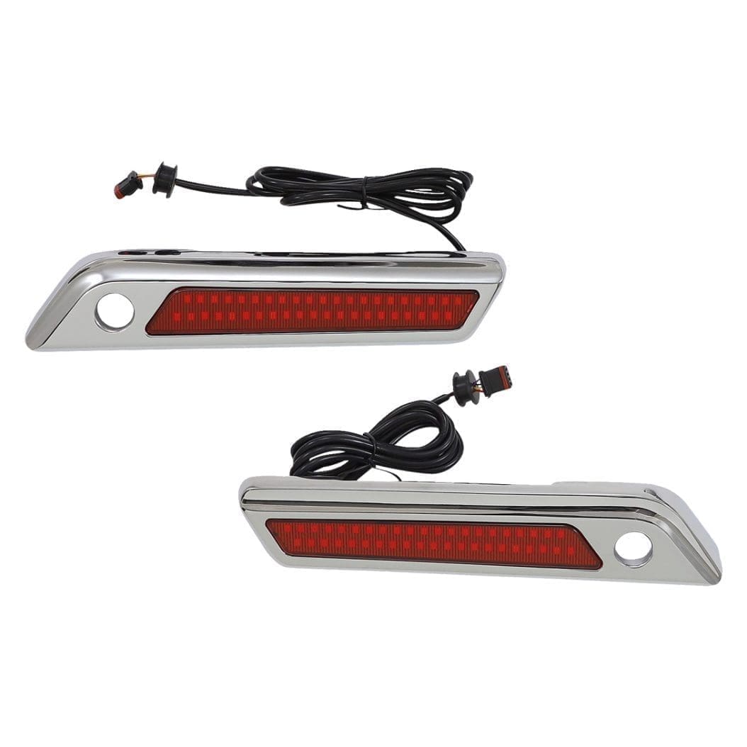 Custom Dynamics LED Saddlebag Latches, Dual Color, Chrome, Red | Rush Bikes
